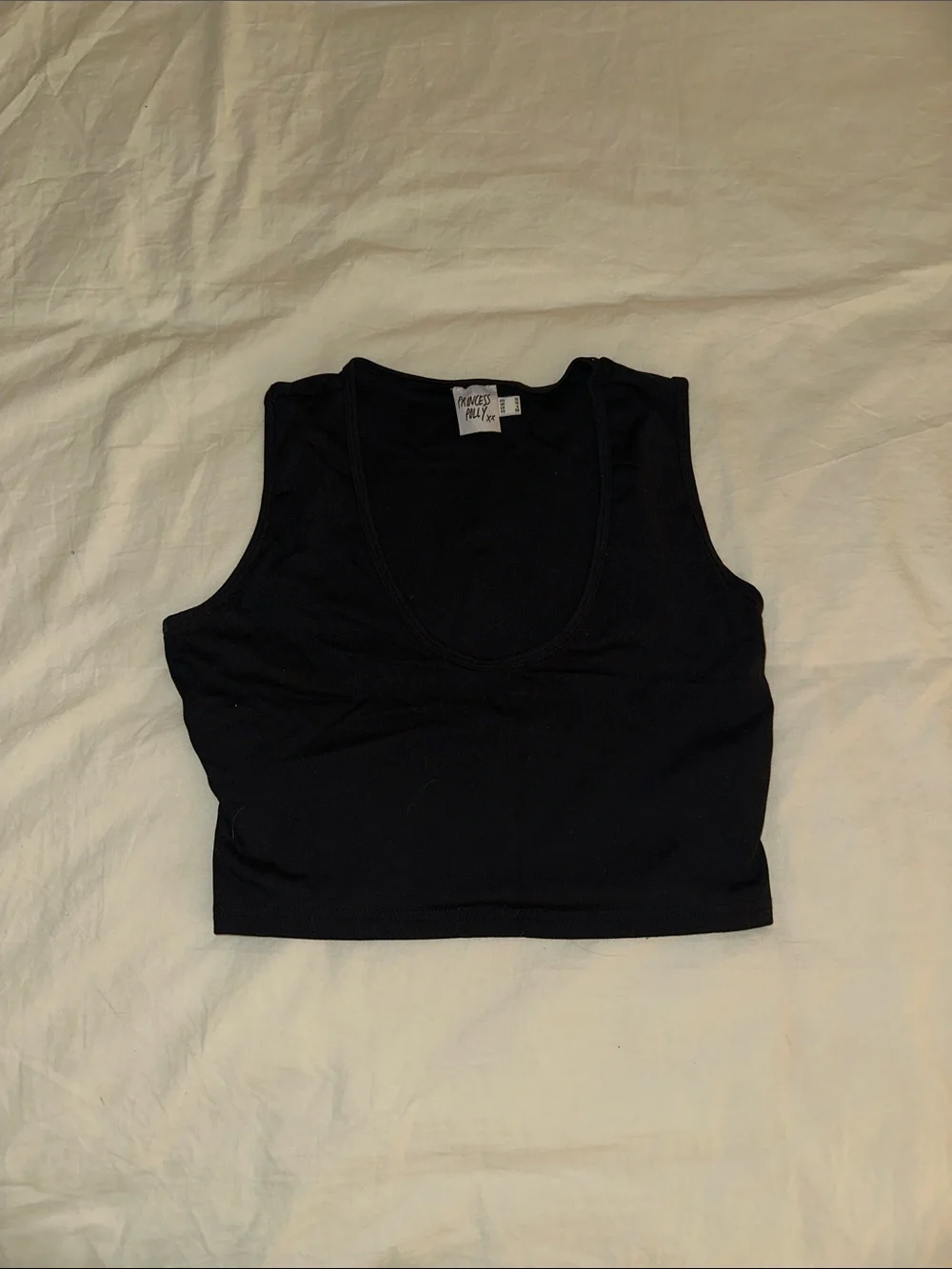 Princess Polly | Tops | Princess Polly Black Scoop Neck Crop Tank ...